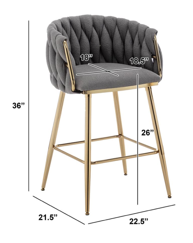 CH265-7: Braided Counterheight Barrel Chairs with Boucle Fabric (3 ...