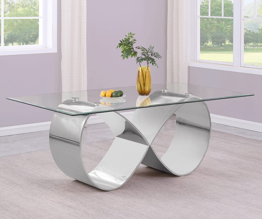 D406 – D409-DT: Infinity Base Glass Dining Table (2 Sizes, 2 Finishes ...