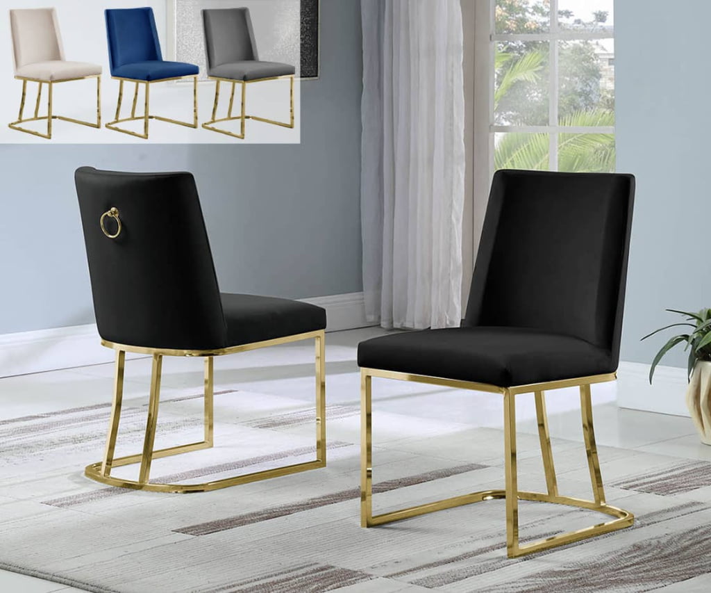 SC100 – 3: Velvet Chairs w/ Gold Chrome (Set of 2) – Best Quality Furniture