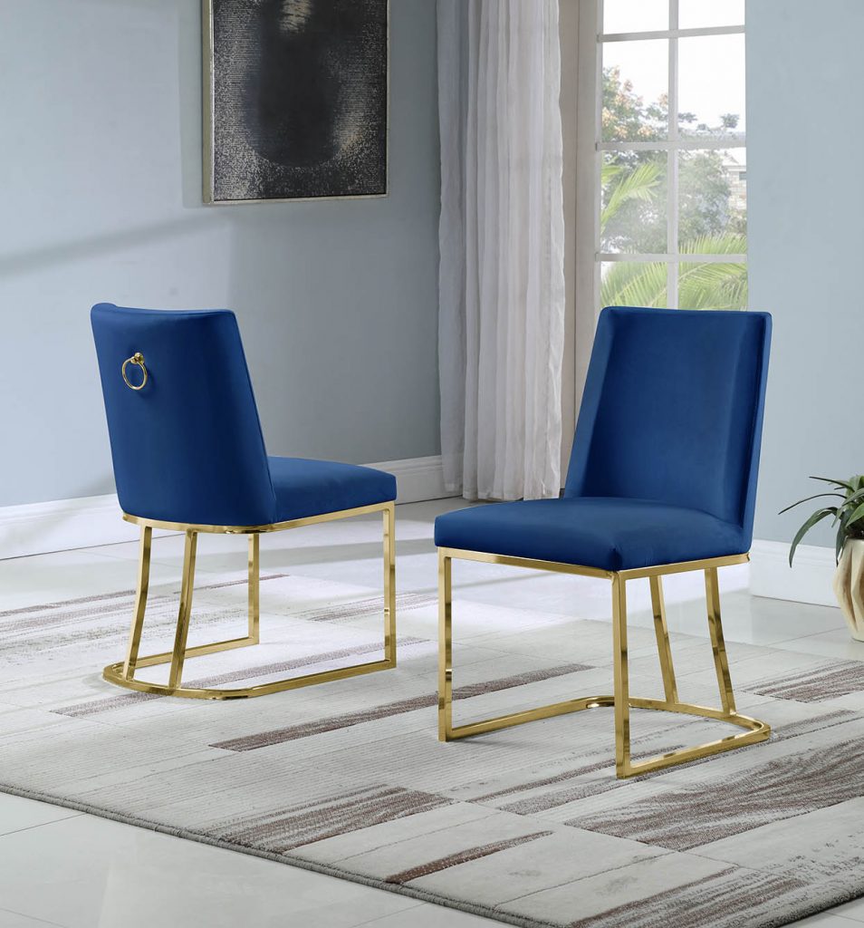 SC100 – 3: Velvet Chairs w/ Gold Chrome (Set of 2) – Best Quality Furniture